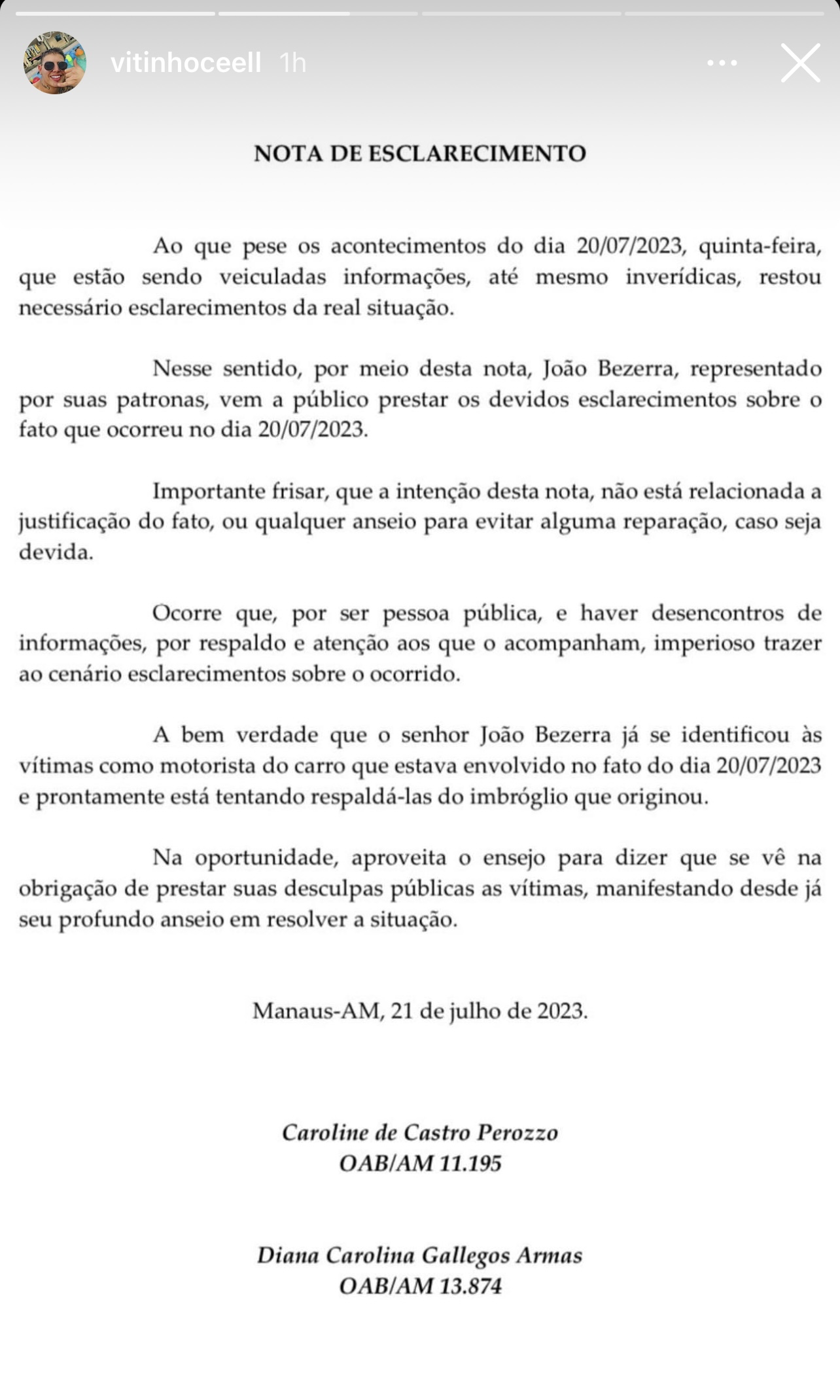 Infleunciador "Vitinho Cell" se pronuncia e assume ser motorista que ...
