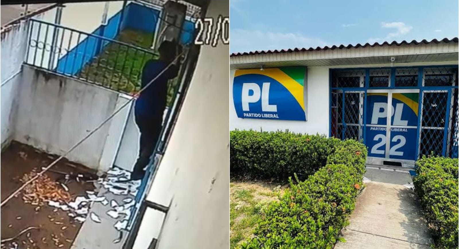 Vídeo: Sede do Partido Liberal Amazonas é alvo de criminoso